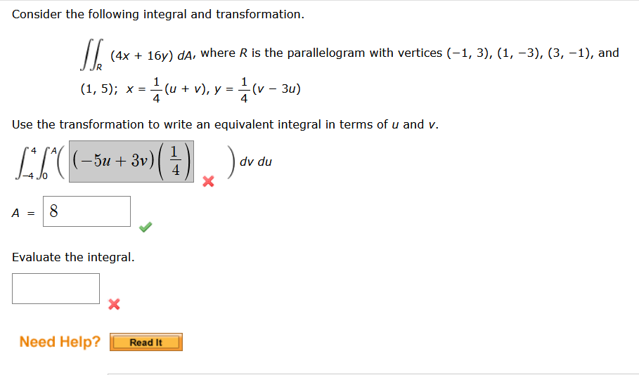 Solved Consider the following integral and transformation. | Chegg.com