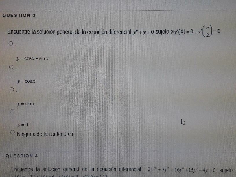Solved QUESTION 3 Encuentre la solución general de la | Chegg.com