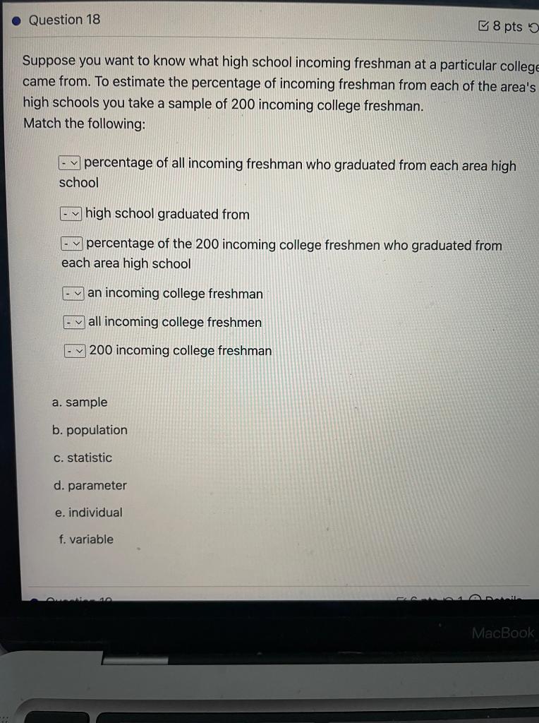 Solved Suppose you want to know what high school incoming | Chegg.com