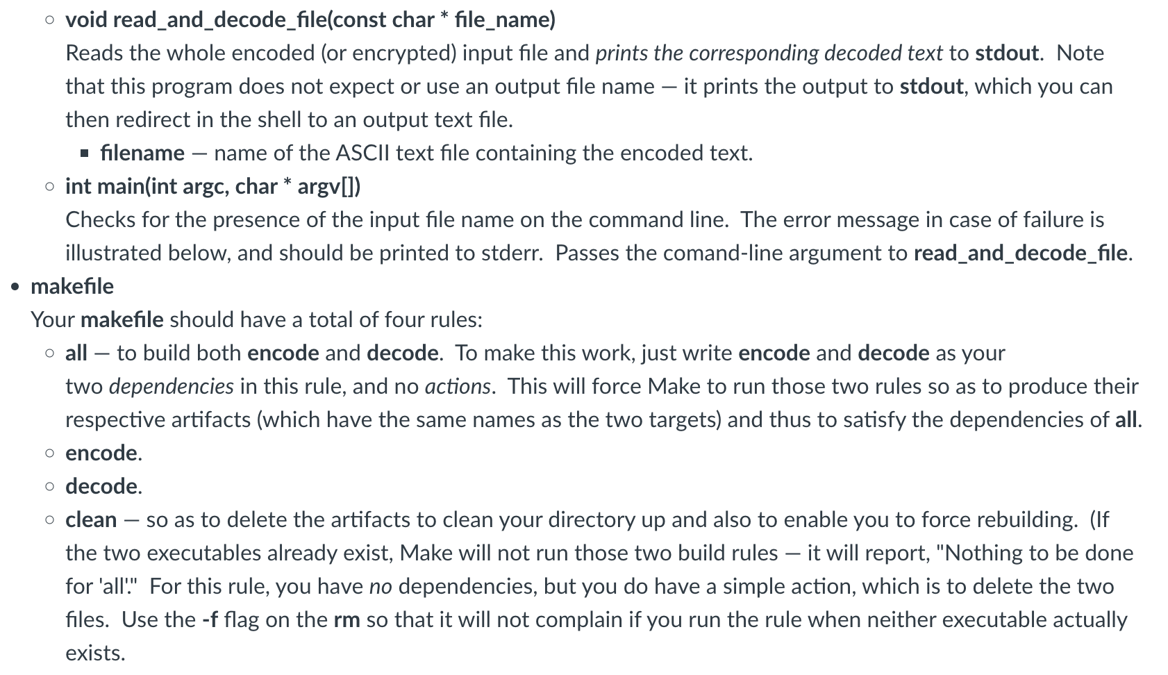 Solved This project implements a simple encoding and | Chegg.com