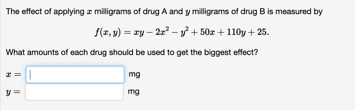 Solved The effect of applying 3 milligrams of drug A and y | Chegg.com