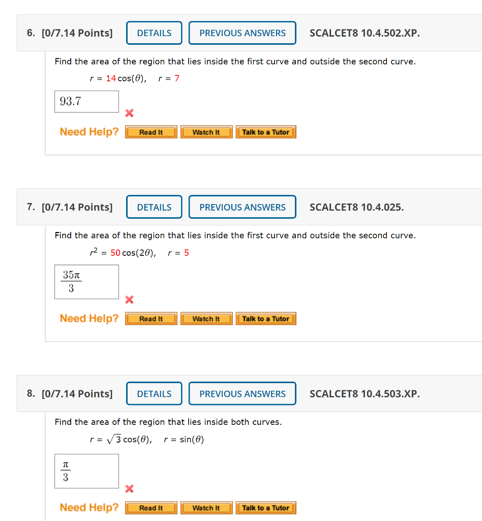Solved 6. [0/7.14 Points] DETAILS PREVIOUS ANSWERS SCALCET8 | Chegg.com