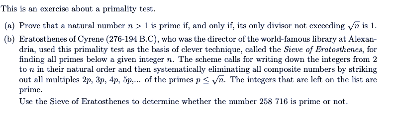 Solved This is an exercise about a primality test. (a) Prove | Chegg.com