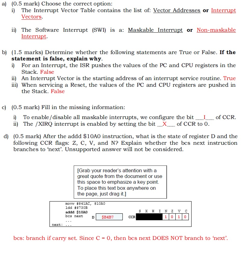 Solved a) (0.5 mark) Choose the correct option: i) The | Chegg.com