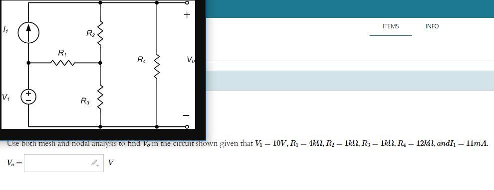 Solved Use both mesh and nodal analysis to find Vo in the | Chegg.com