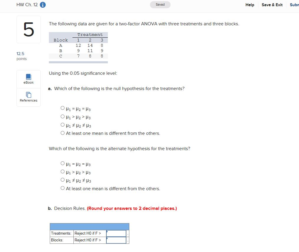 Solved HW Ch. 126 Saved Help Save & Exit Subn The following | Chegg.com