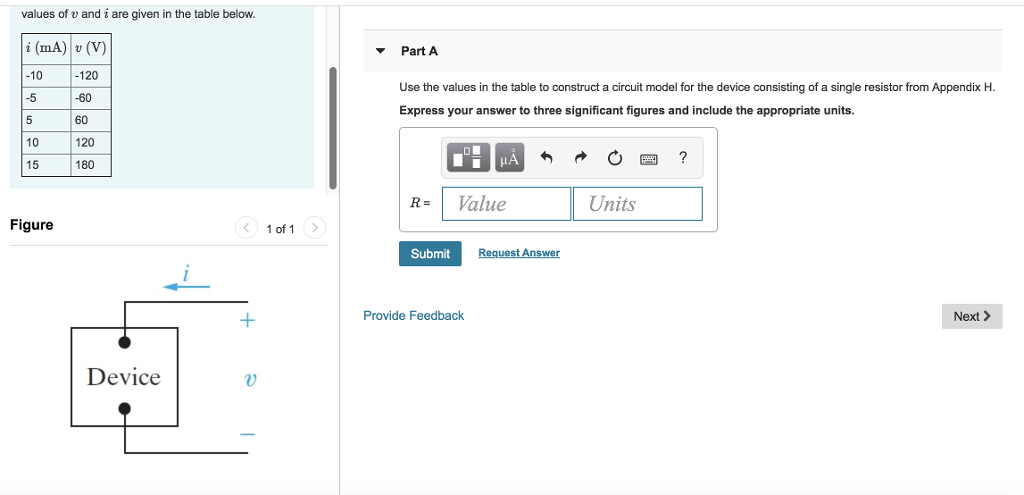 Solved Use the values in the table to construct a circuit | Chegg.com