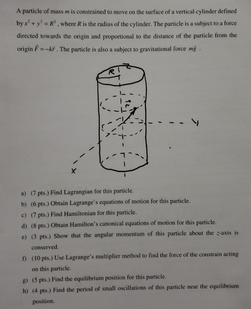 Solved A particle of mass m is constrained to move on the | Chegg.com