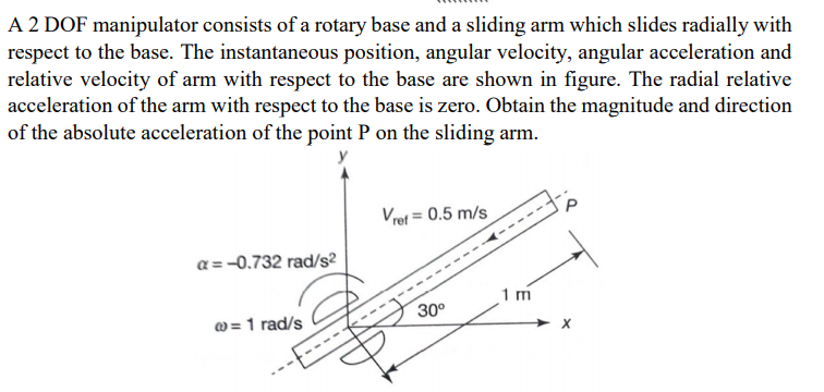 Solved A 2 DOF manipulator consists of a rotary base and a | Chegg.com