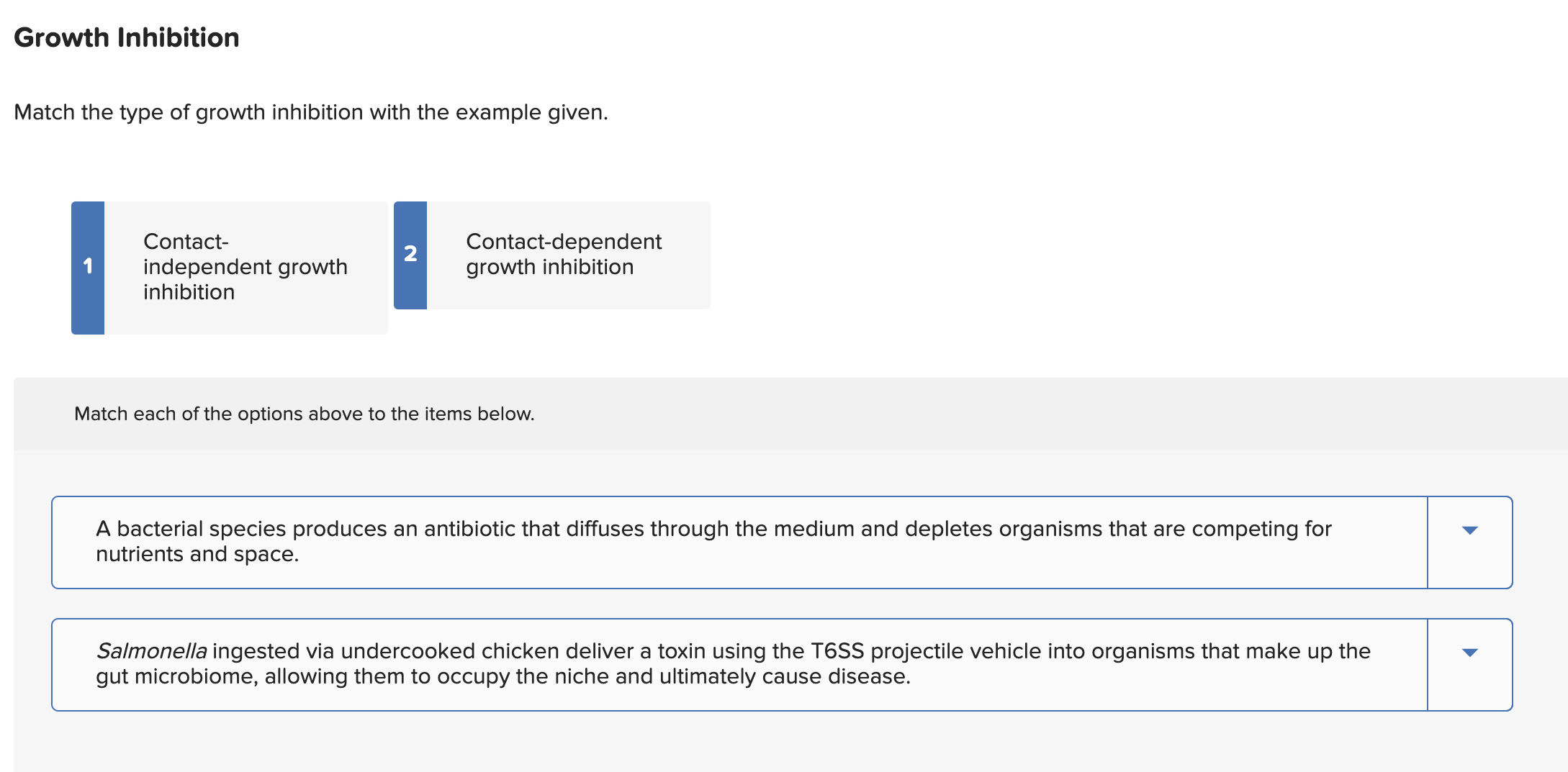 Solved Match the type of growth inhibition with the example | Chegg.com