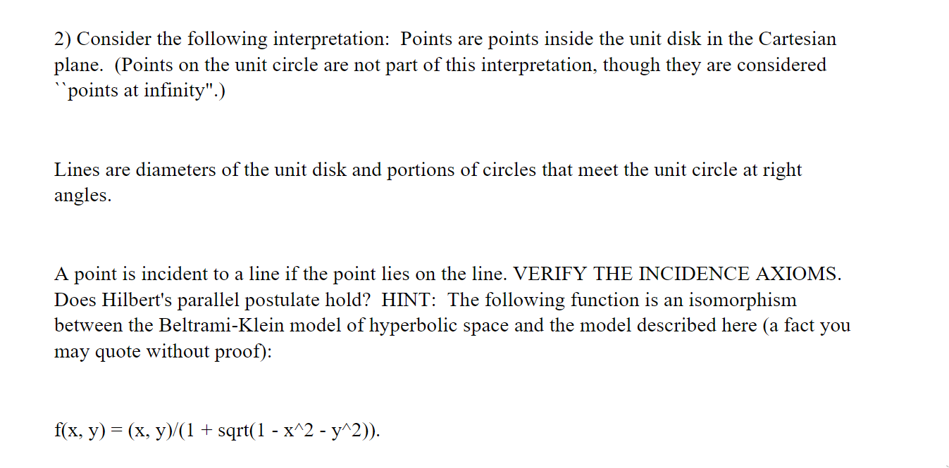 2) Consider the following interpretation: Points are | Chegg.com