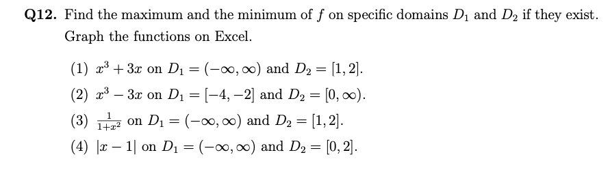 Solved Q12 Find The Maximum And The Minimum Of ƒ On 