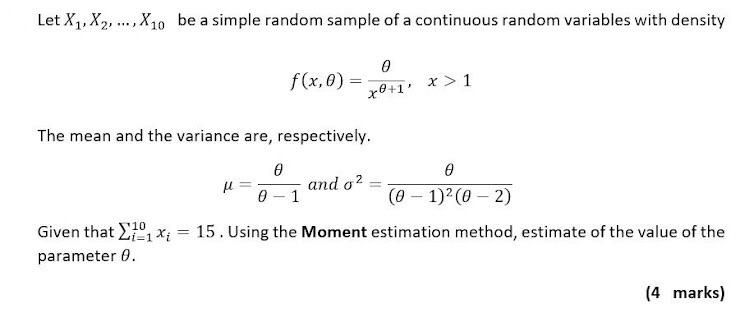 Solved Let X1, X2, ..., X10 be a simple random sample of a | Chegg.com