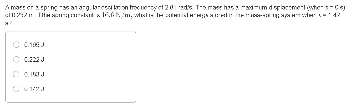 Solved A mass on a spring has an angular oscillation | Chegg.com