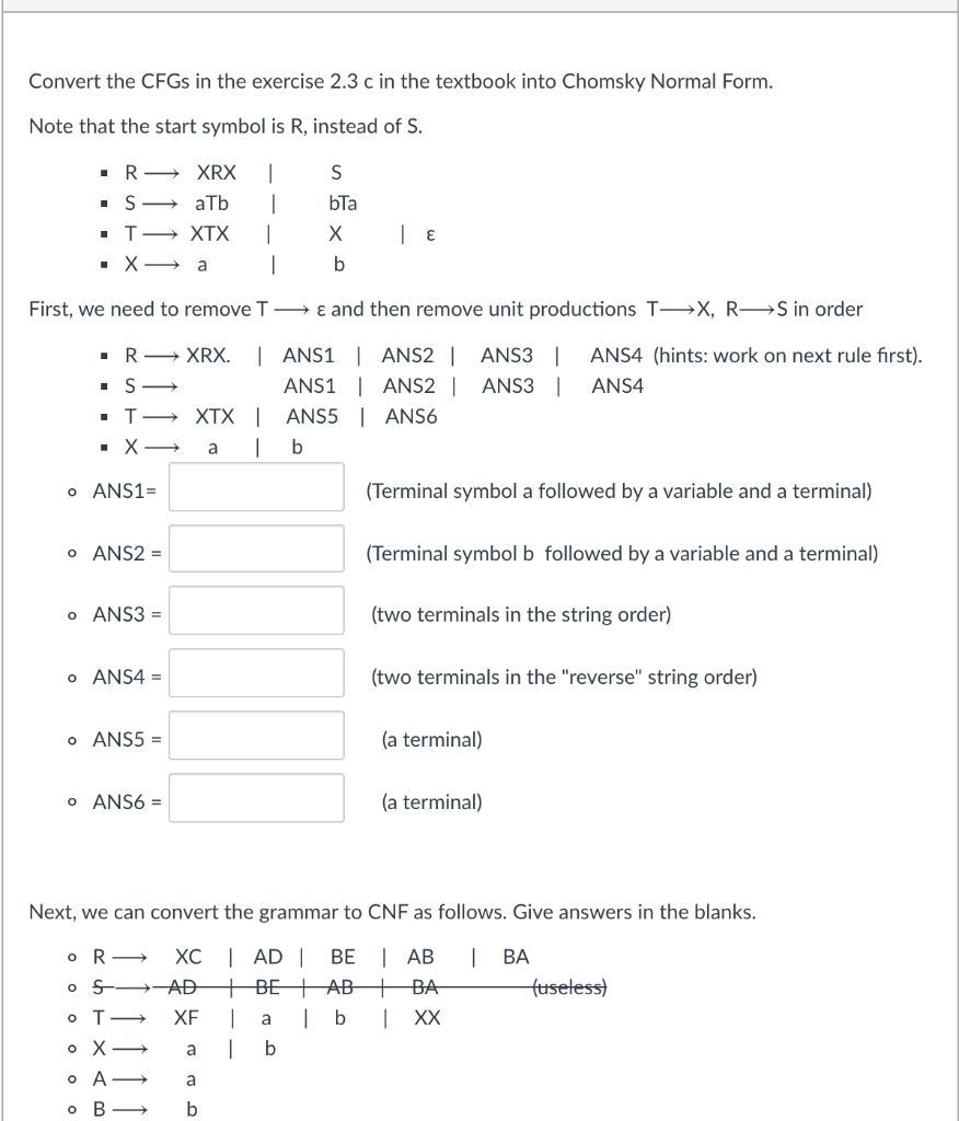 Solved Convert the CFGs in the exercise 2.3 c in the | Chegg.com