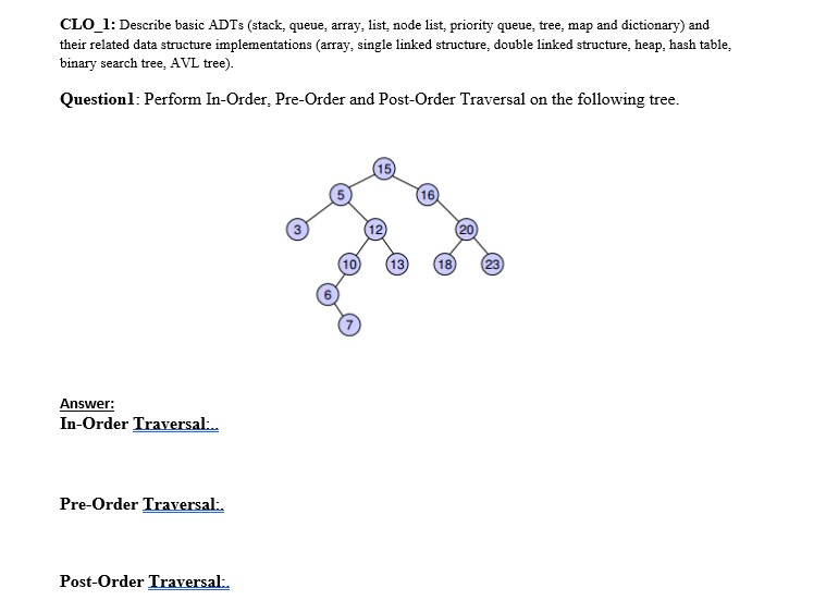 Solved CLO_1: Describe basic ADT s (stack, queue, array, | Chegg.com