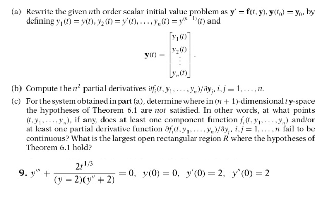 Solved (a) ﻿Rewrite the given nth order scalar initial value | Chegg.com