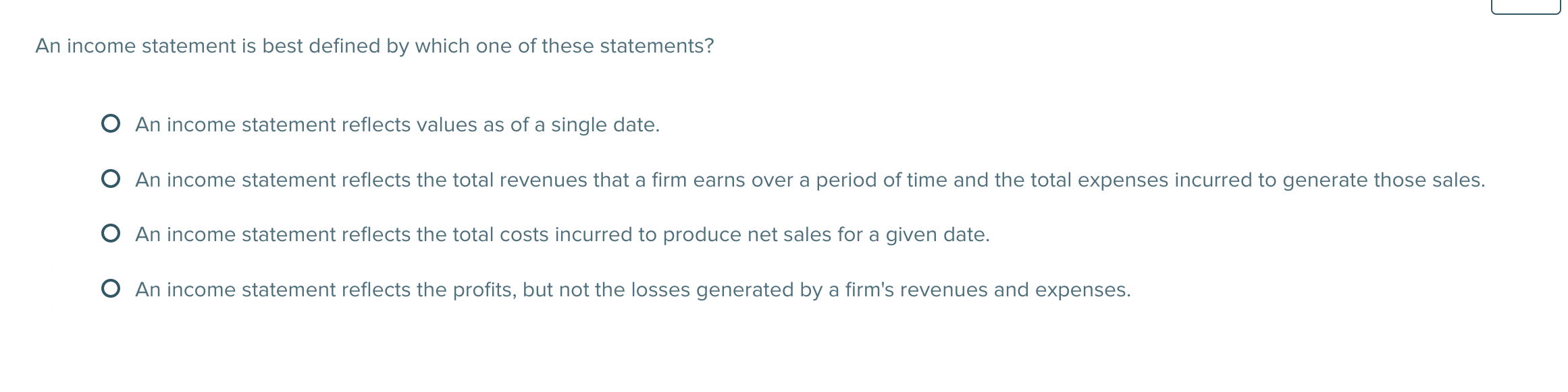 Solved An income statement is best defined by which one of | Chegg.com