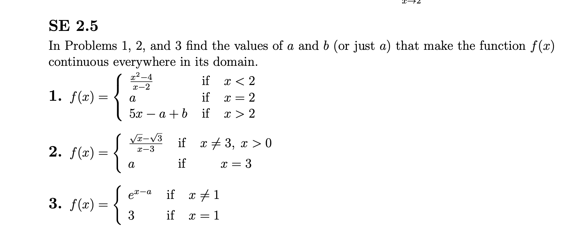 Solved In Problems 1 2 And 3 Find The Values Of A And B