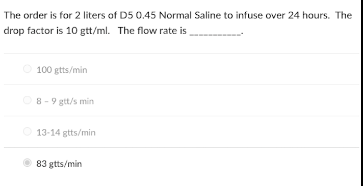 Solved The order is for 2 ﻿liters of D5 0.45 ﻿Normal Saline | Chegg.com