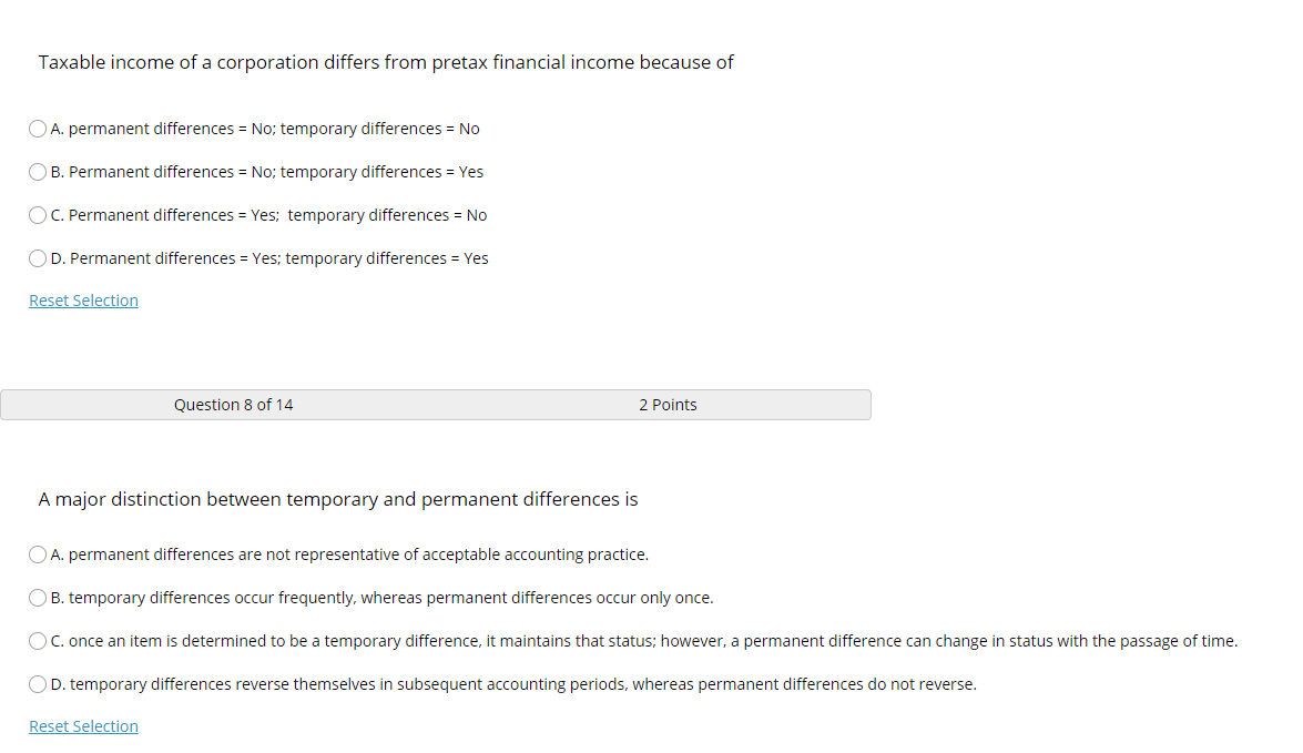 Solved Taxable income of a corporation differs from pretax | Chegg.com