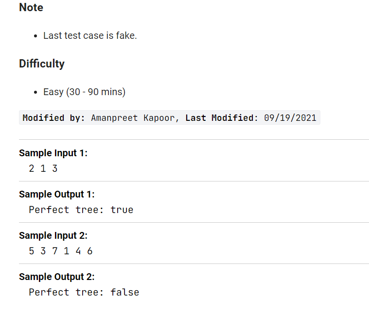 Solved Perfect Trees Problem Statement Write a function: | Chegg.com