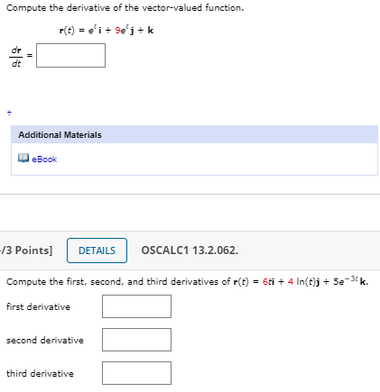 Solved Compute the derivative of the vector-valued function. | Chegg.com