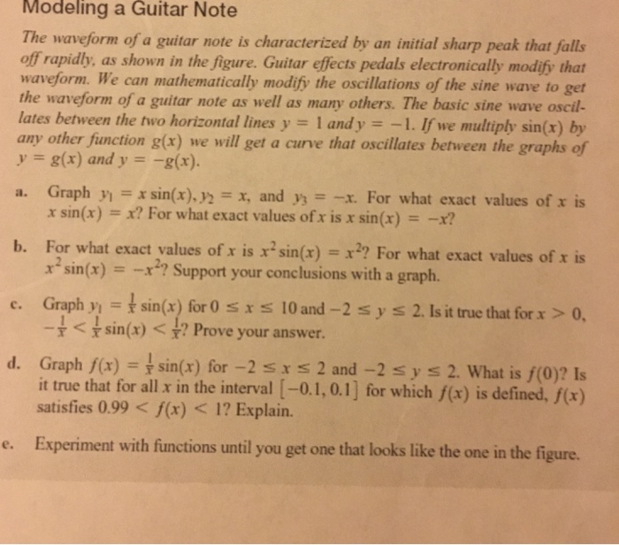Modeling a Guitar Note The waveform of a guitar note | Chegg.com