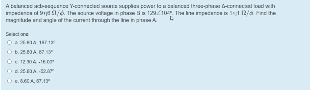 Solved A balanced acb-sequence Y-connected source supplies | Chegg.com