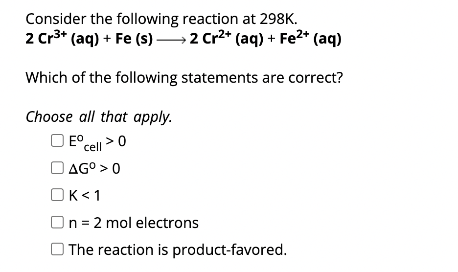 Solved Consider the following reaction at | Chegg.com