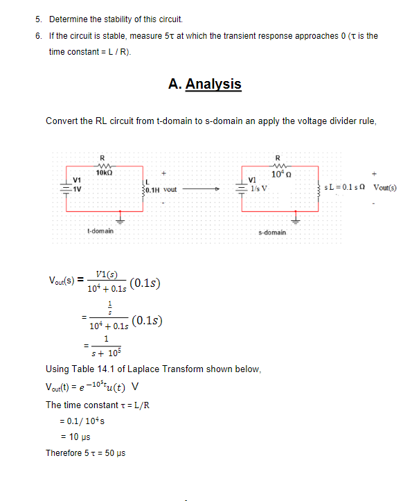 Solved Vout =e−105tu(t)V (Note: the voltage source V1=1 | Chegg.com