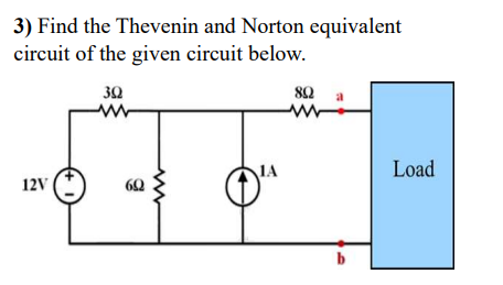 Solved 3) Find the Thevenin and Norton equivalent circuit of | Chegg.com