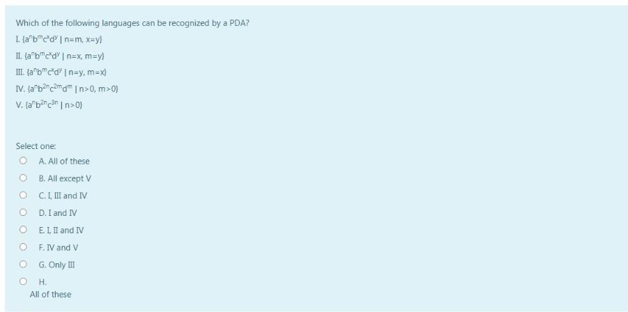 Solved Which of the following languages can be recognized by | Chegg.com