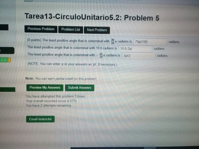 Solved Tarea13-CirculoUnitario5.2: Problem5 Previous Problem | Chegg.com