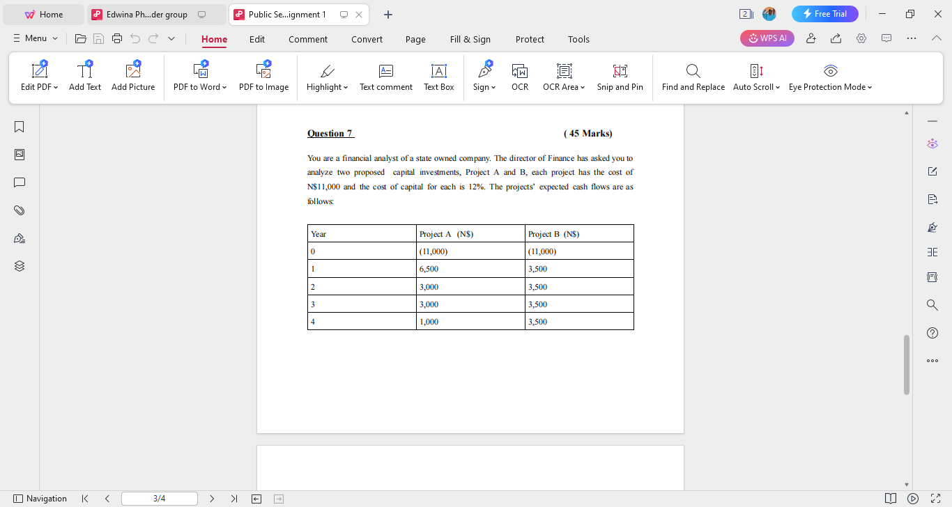 Solved a) Calculate each project’s payback period, Net | Chegg.com