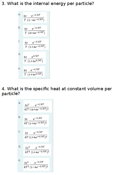 Solved There are two energy levels in which each particle | Chegg.com