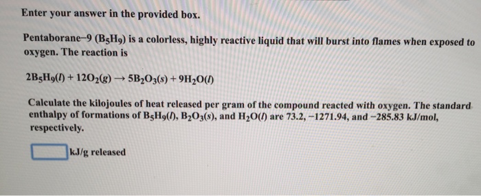 Solved Pentaborane-9 (B_5H_9) is a colorless, highly | Chegg.com