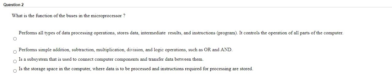 Solved Question 2 What is the function of the buses in the | Chegg.com