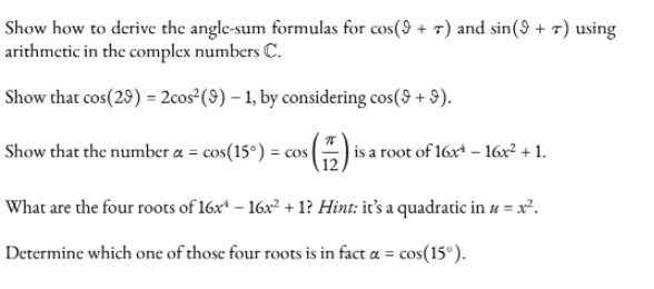 Solved Show how to derive the angle-sum formulas for cos(9 + | Chegg.com