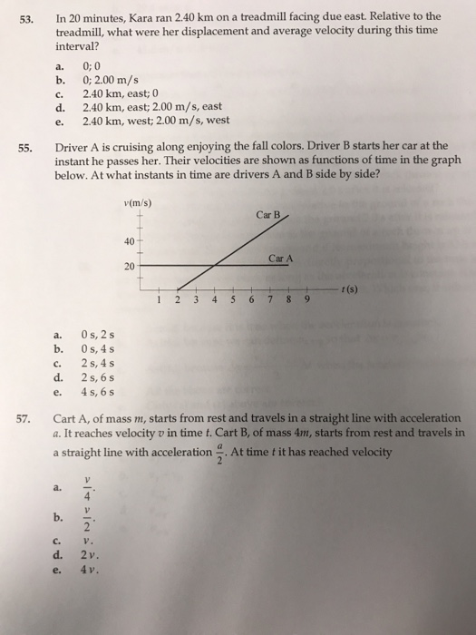 Solved 53. In 20 minutes, Kara ran 2.40 km on a treadmill | Chegg.com