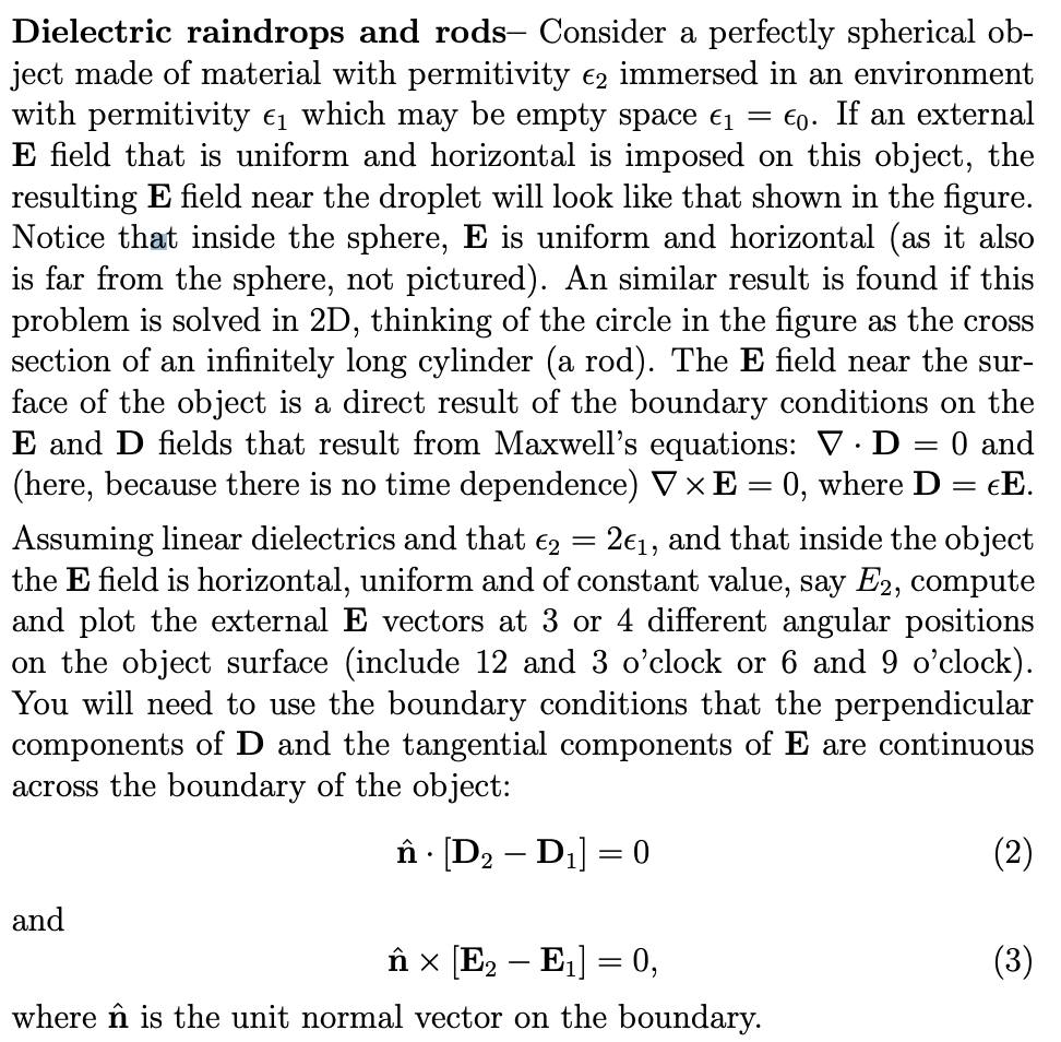 Solved Dielectric raindrops and rods- Consider a perfectly | Chegg.com
