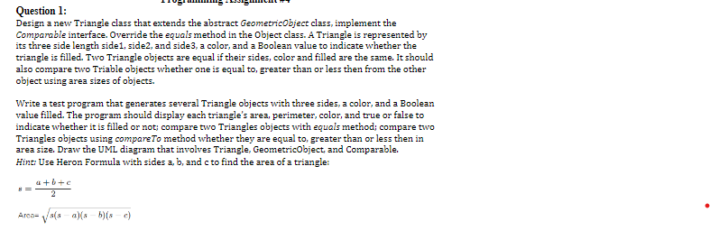 Solved Design A New Triangle Class That Extends 