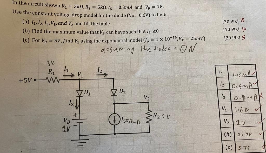 Solved In the circuit shown R1=3kΩ,R2=5kΩ,I5=0.3 mA, and | Chegg.com
