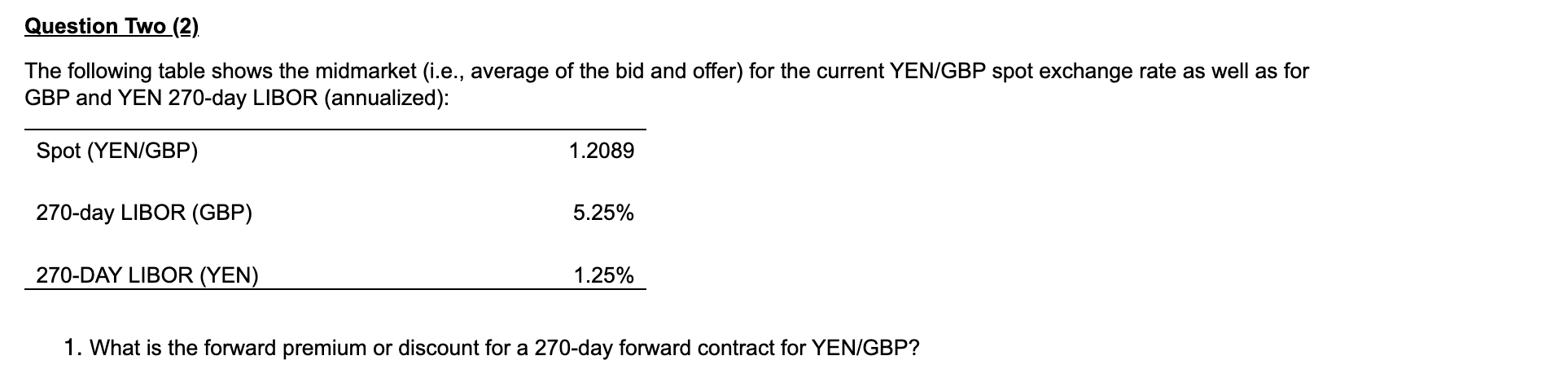 Solved Question Two (2). The following table shows the | Chegg.com