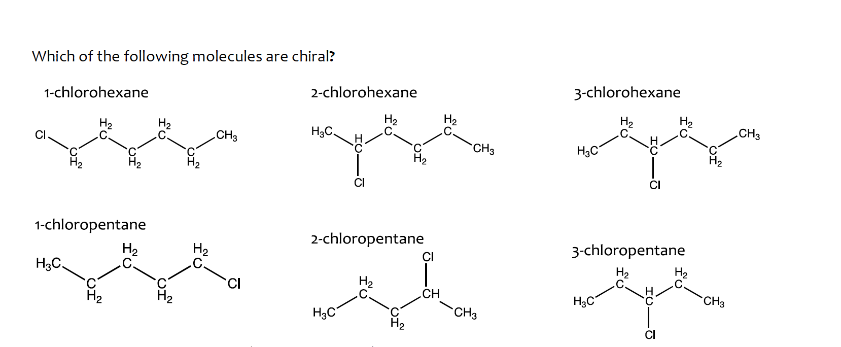 Solved Which of the following molecules are chiral? | Chegg.com