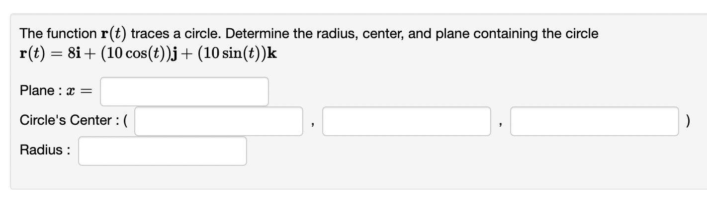 Solved The function r(t) traces a circle. Determine the | Chegg.com