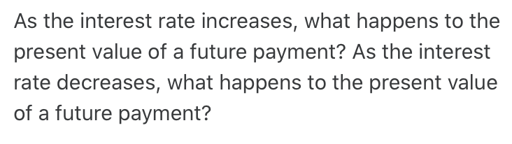 Solved As the interest rate increases, what happens to the | Chegg.com