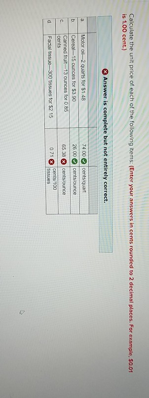 Solved Calculate the unit price of each of the following | Chegg.com