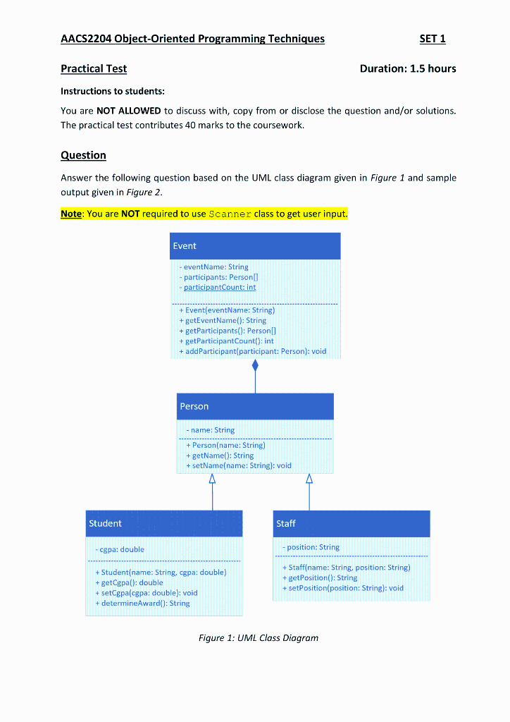 AACS2204 Object-Oriented Programming Techniques SET | Chegg.com