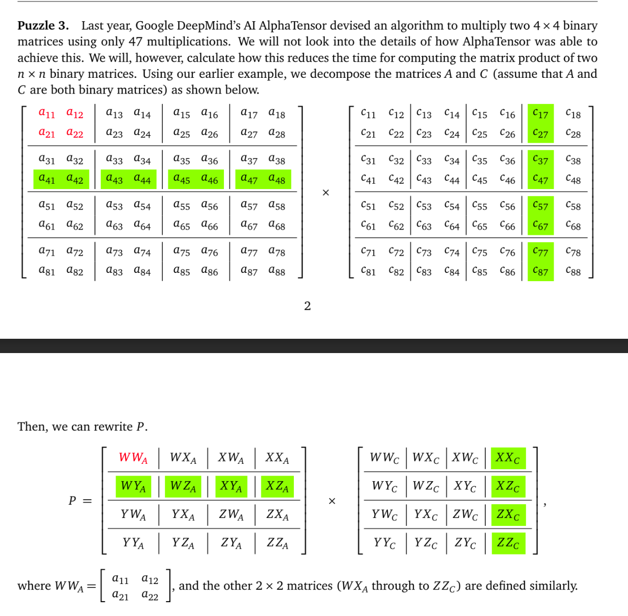 Solved Puzzle 3. Last year, Google DeepMind's AI AlphaTensor | Chegg.com